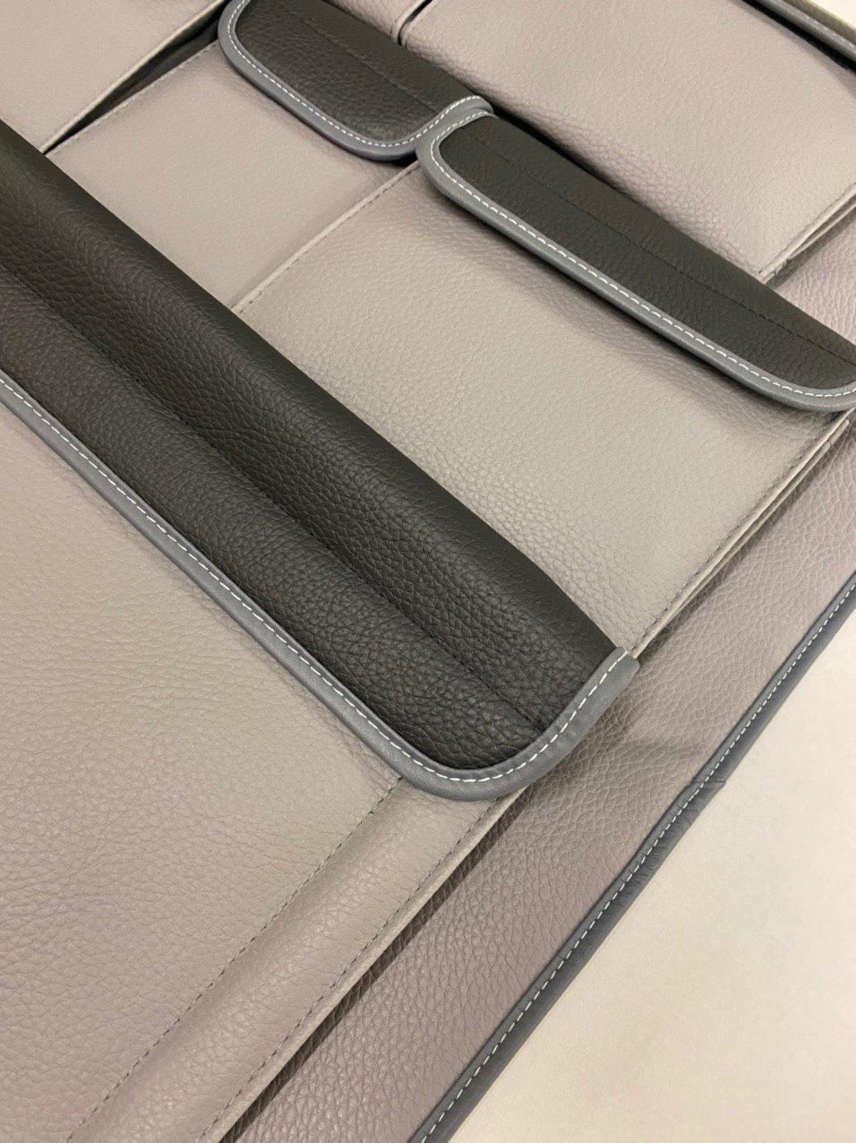 For VW T5 / T5.1 Transporter Double Back Seat Organiser (Grey with Bla ...